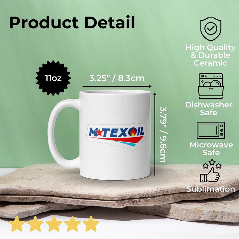 MTEX Oil Ceramic Coffee Mug, TV Show Fan Gift Mug, Sticker Style Mug - Etsy