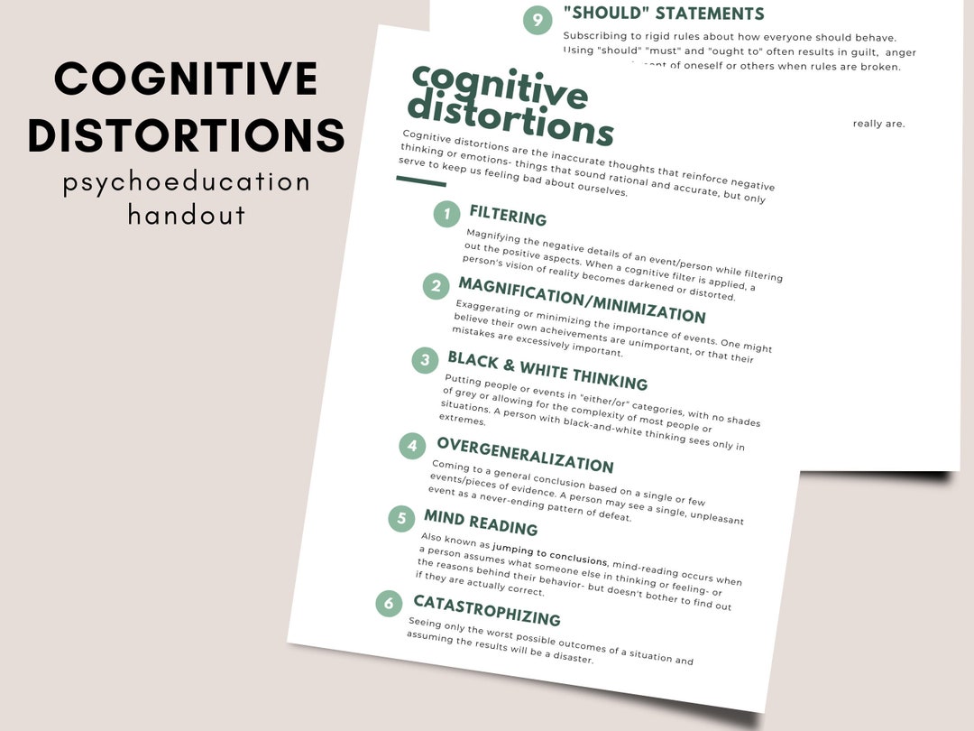 Cognitive Distortions Psychoeducation Handout - Etsy