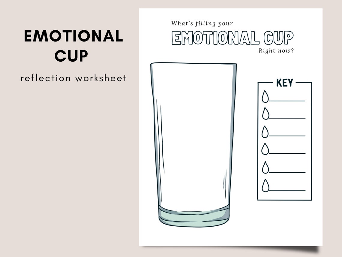 Emotional Cup Reflection Worksheet - Etsy