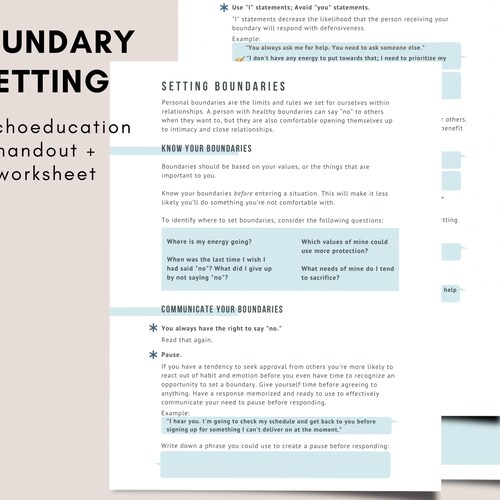 Boundary Setting Handout Worksheet - Etsy