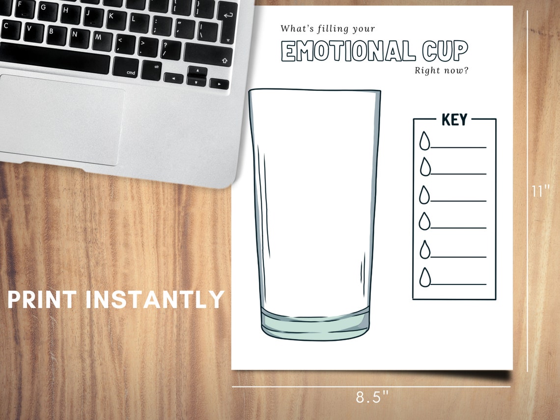 Emotional Cup Reflection Worksheet - Etsy