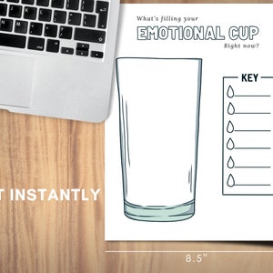 Emotional Cup Reflection Worksheet - Etsy