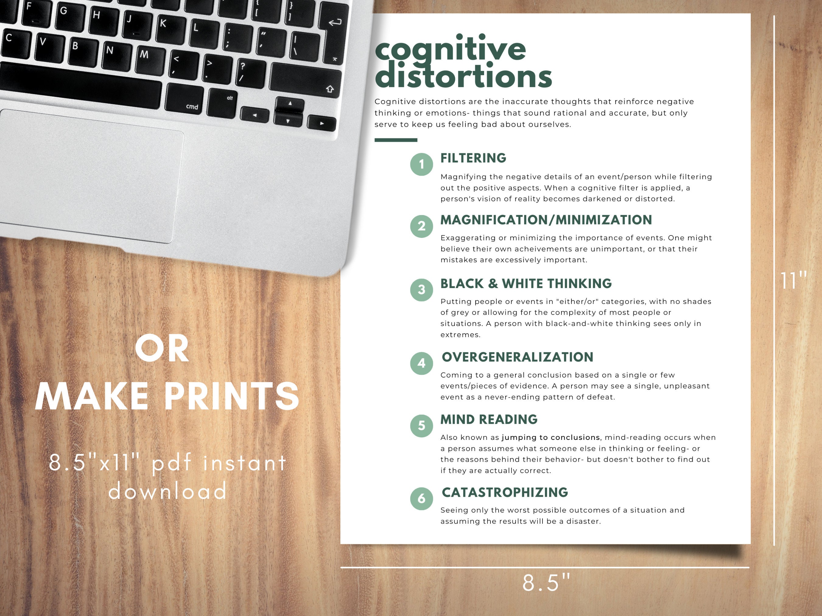 Cognitive Distortions Psychoeducation Handout | Etsy