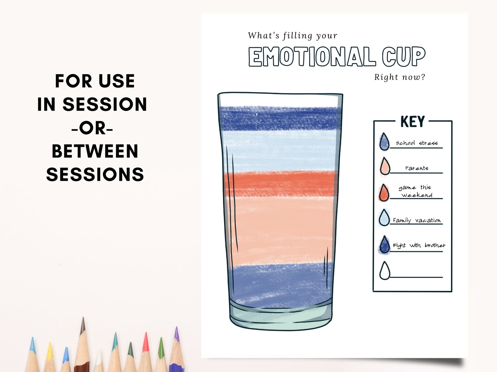 Emotional Cup Reflection Worksheet - Etsy