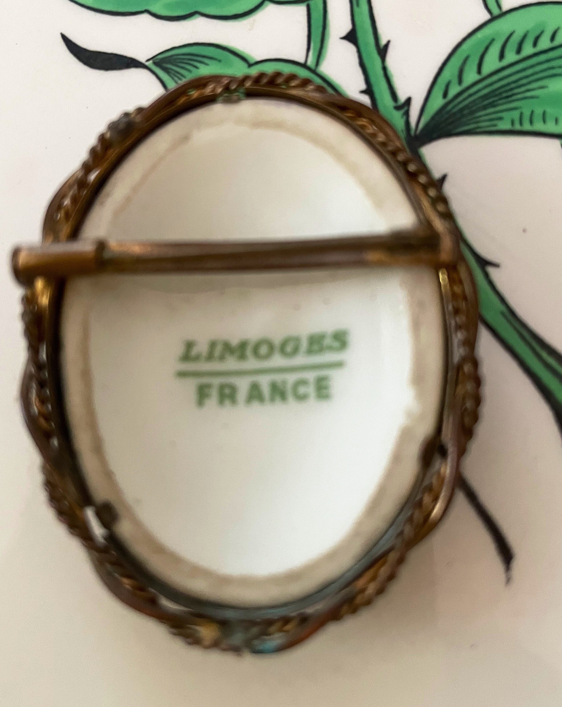 Vintage French Brooch, Limoges, Hand Painted Flowers, Enameled - Etsy