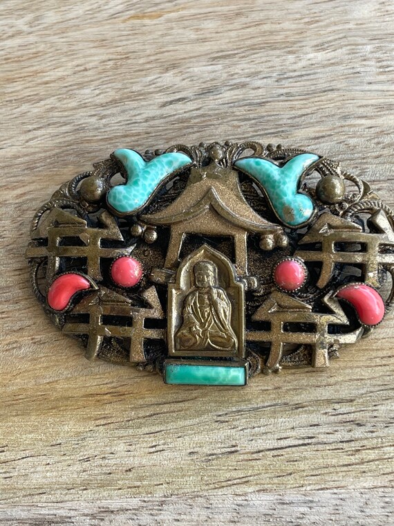 Antique Brooch, Neiger Brothers, Czech Chinese Theme - Gem
