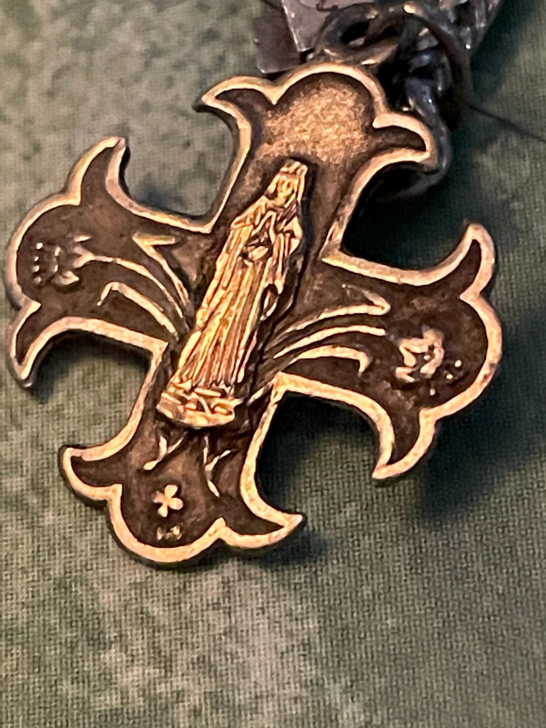 Vintage Lourdes Cross Necklace, Sterling and Gold - Etsy