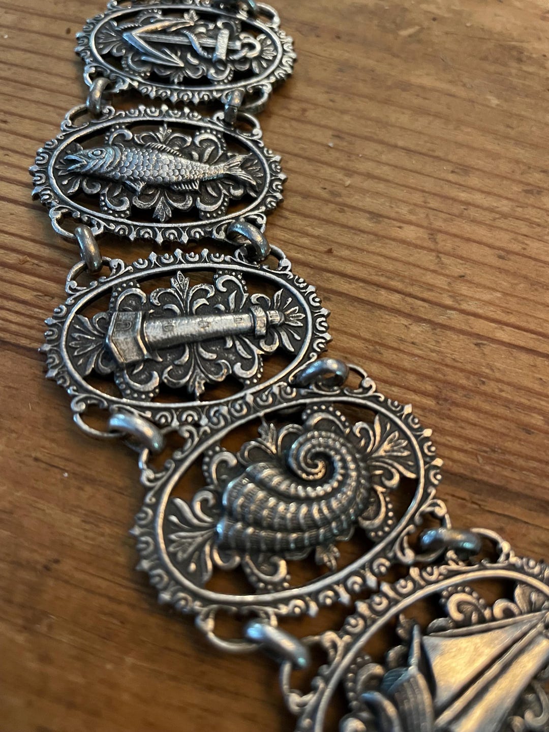 Vintage French Silver Bracelet, Brittany, Cast Links - Etsy