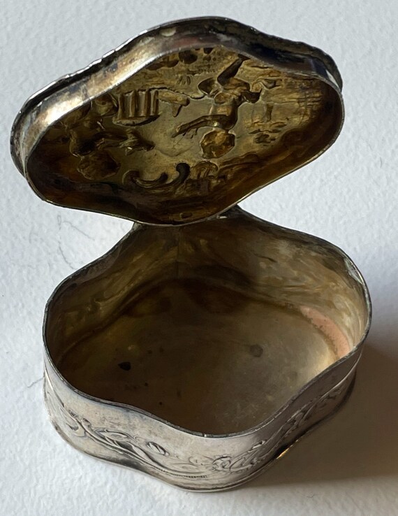 Antique French Trinket Box, Repousse Angels, Bird, 80… - Gem