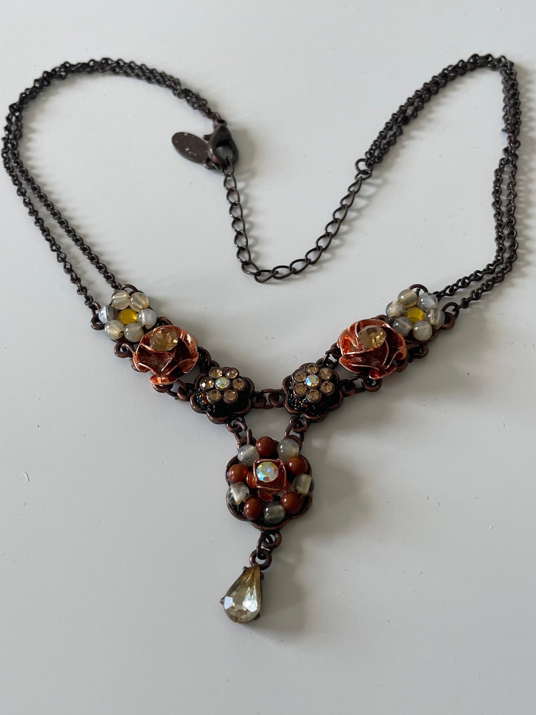 Vintage French Necklace, H Dubin Beaded Flowers - Etsy