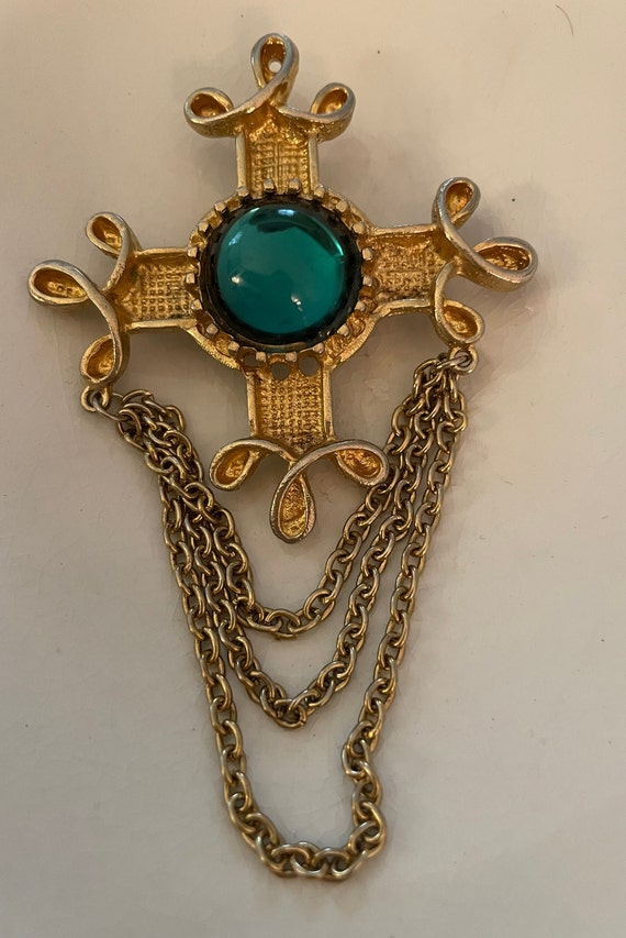 NOS French Blue Heraldic Shield Pin Brooch 3 Birds 3 … - Gem