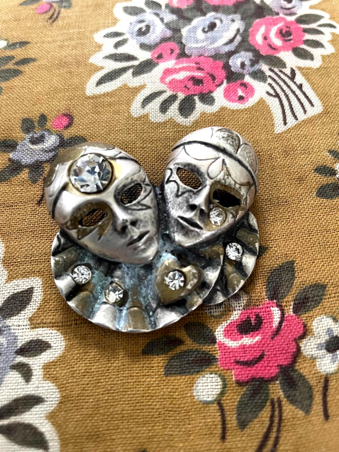 Vintage French Brooch, Pierrot Sweethearts, Crystals - Etsy