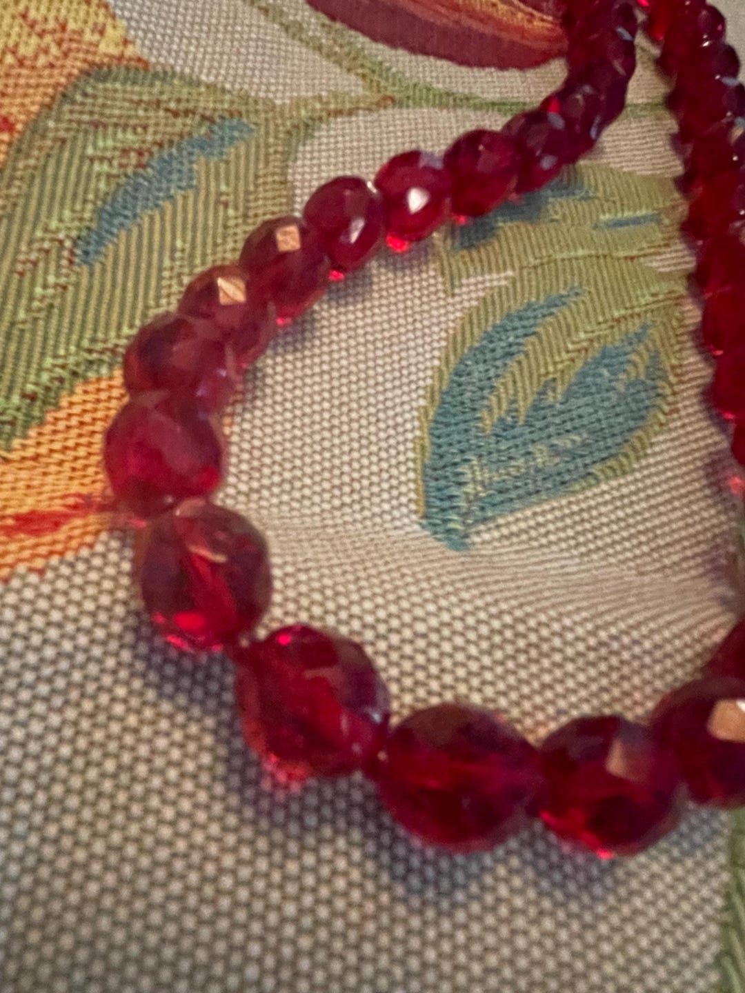Vintage French Necklace, Ruby Red Cut Glass - Etsy