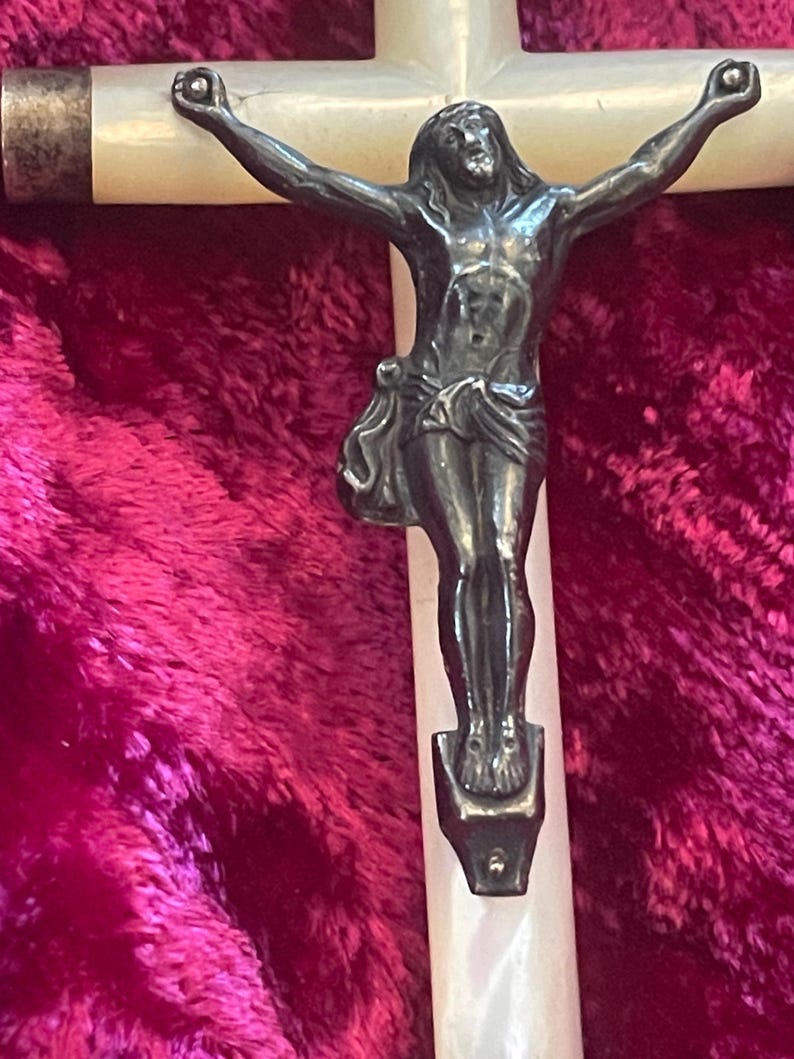 Antique French Mother of Pearl Crucifix, 1881, Large - Etsy
