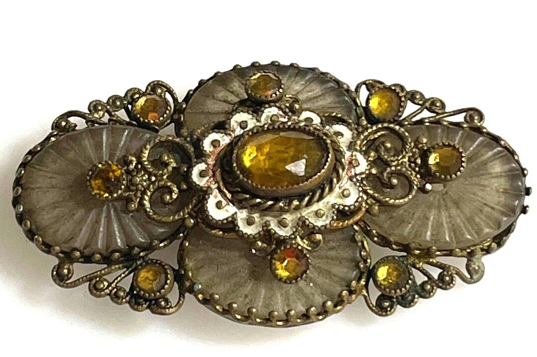Antique Neiger Brooch, Camphor Glass, Crystals - Etsy