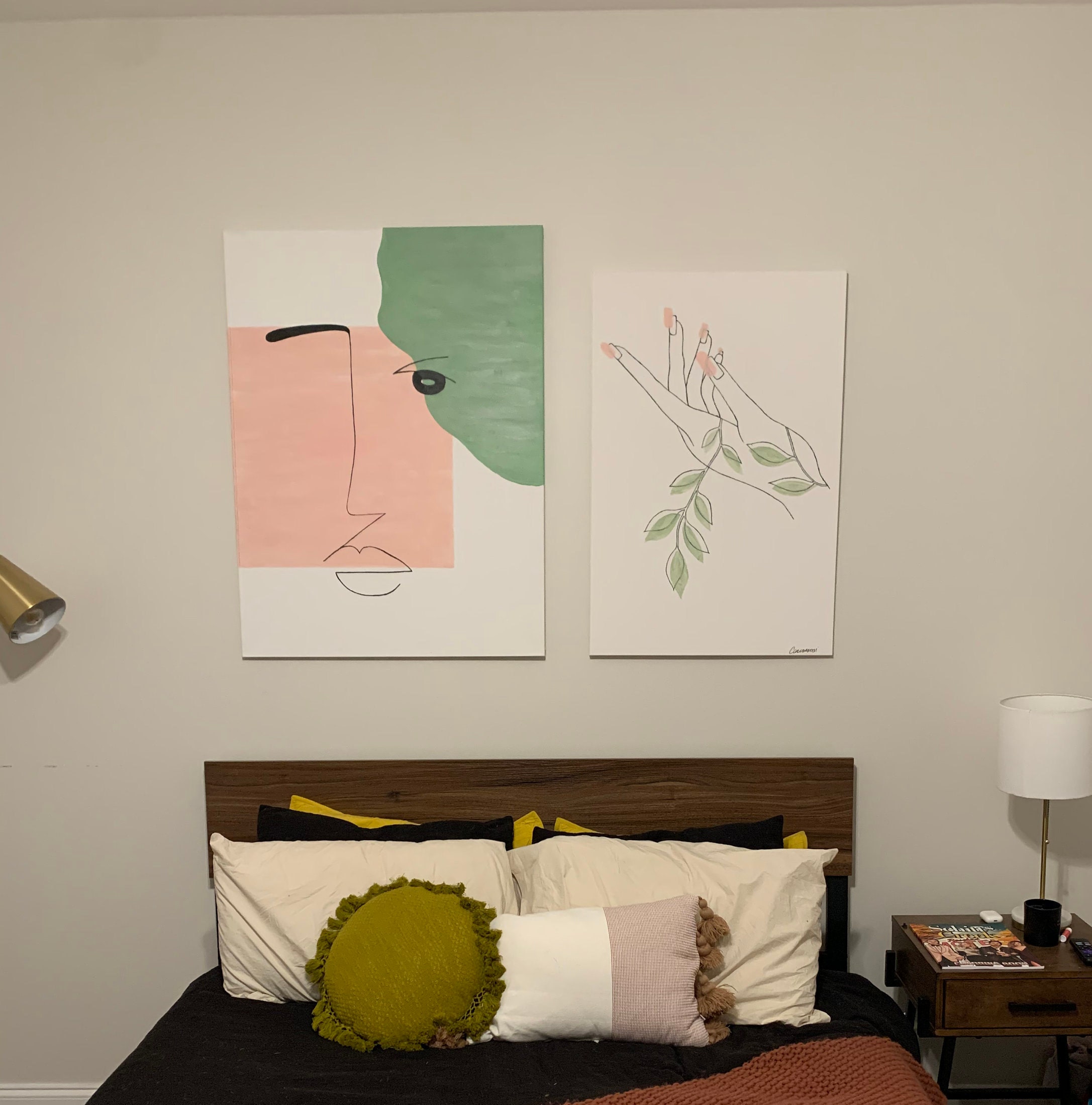 Mid-century Modern Line Art Painting - Etsy New Zealand