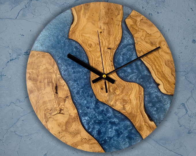 Resin&wood Wall Clock,olive Wooden Wall Clock,epoxy Resin Wall Clock ...
