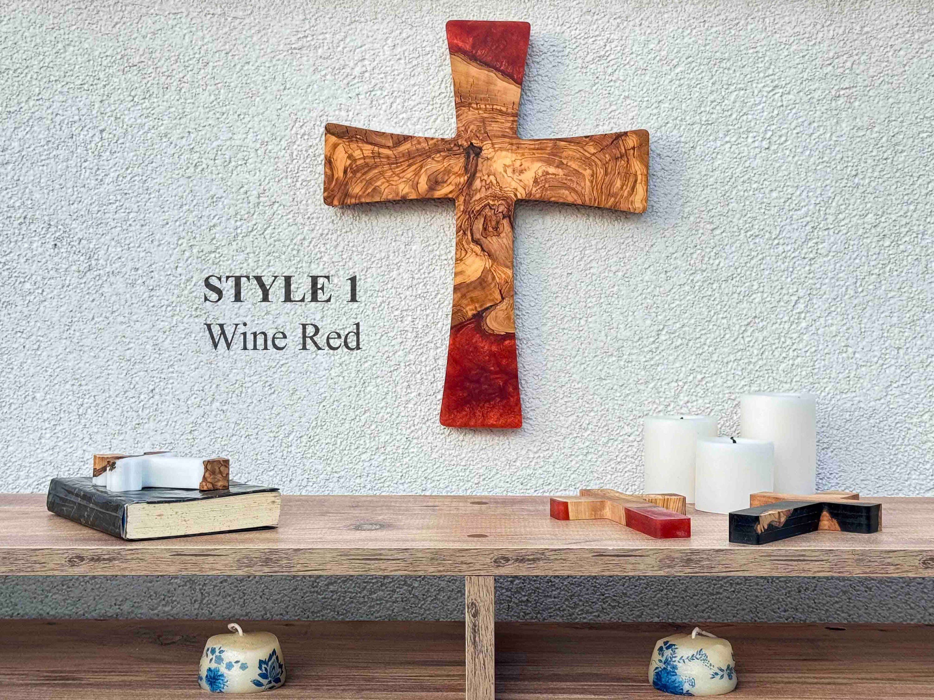 Handmade Olive Wood & Resin Wall Cross: Unique Crucifix - Etsy