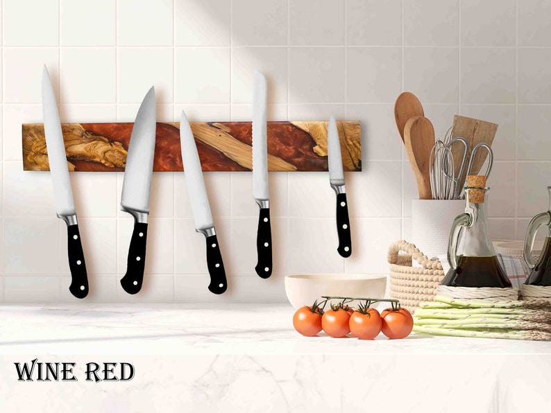 Custom Resin & Olive Wood Magnetic Knife Rack: Kitchen Storage - Etsy