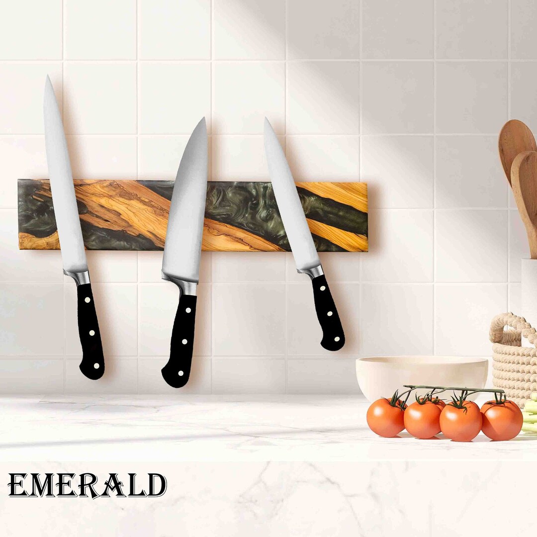 Custom Resin&olive Wood Magnetic Knife Rack,magnetic Knife Holder,resin ...