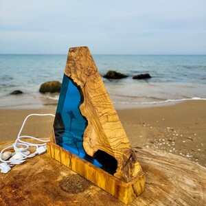 Resin&olive Wood Stingrays Ocean Night Lamp-epoxy Diorama Manta-ray ...