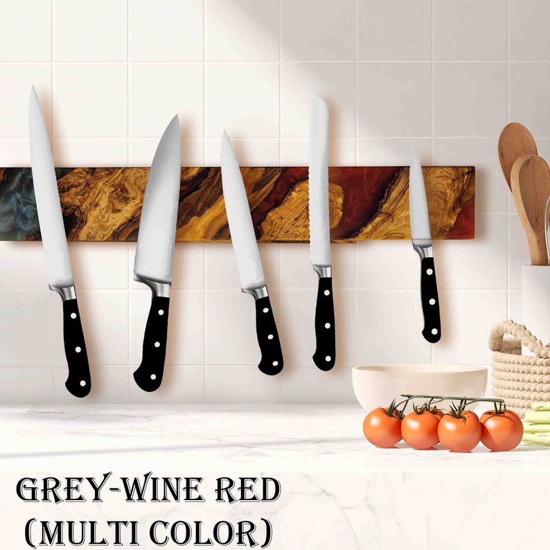 Custom Resin & Olive Wood Magnetic Knife Rack: Kitchen Storage - Etsy