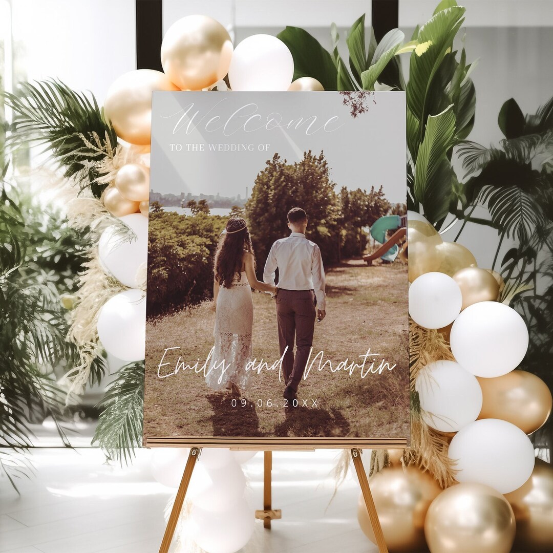 Photo Wedding Welcome Sign Template, Minimalist Wedding Welcome Sign ...