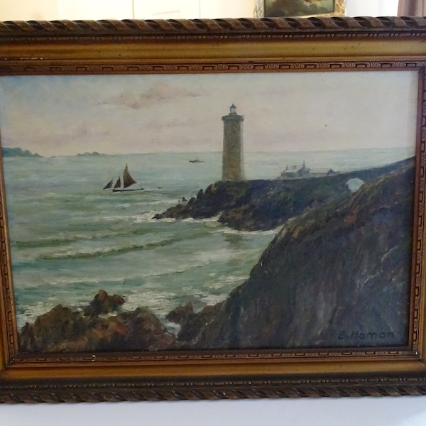 Antique Lighthouse Oil Paintings - Etsy