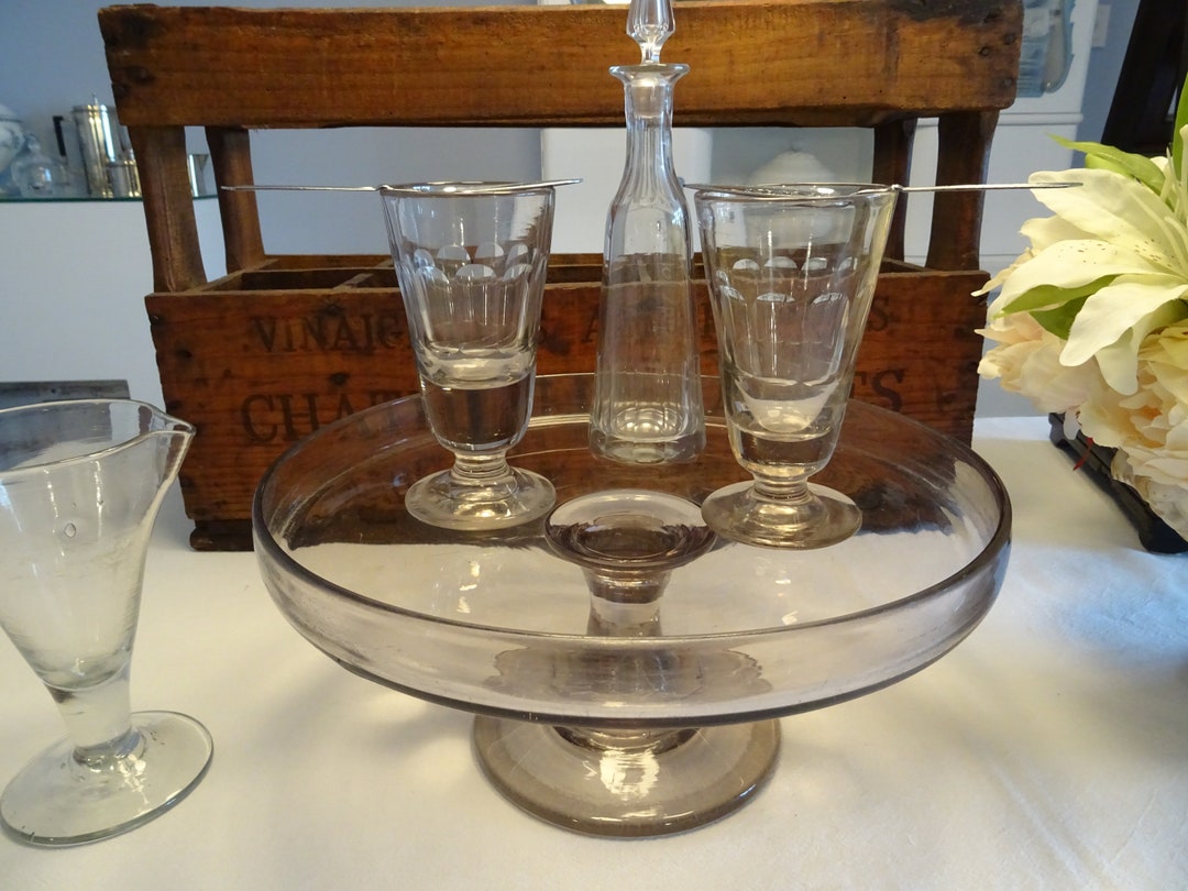 Large Glass Antique Absinthe Tray From France, Green Fairy, Absinthe ...