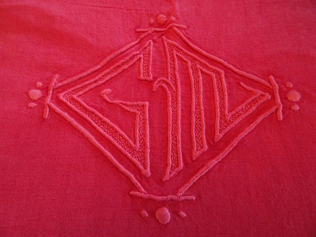 Large Linen Sheet With Monogram, Art Deco, France, Handmade, Sheets ...