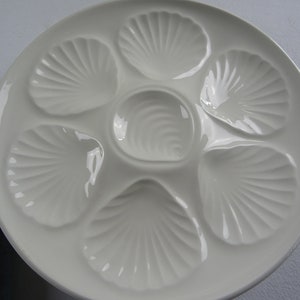 Set of 6 Shell Plates White Oyster Plates Longchamp Stoneware Top ...