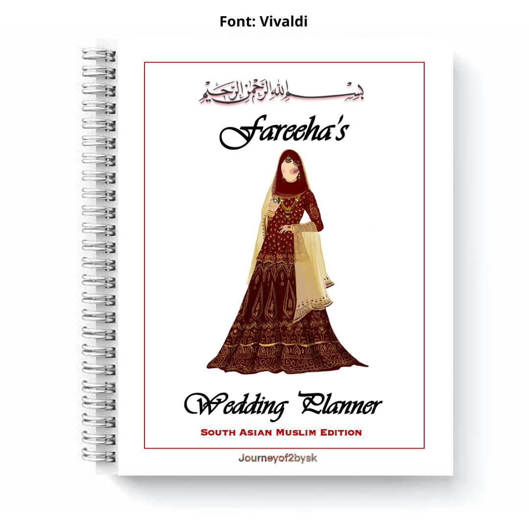 Personalized Red Muslim Wedding Planner, Hijab Pakistani, South Asian ...