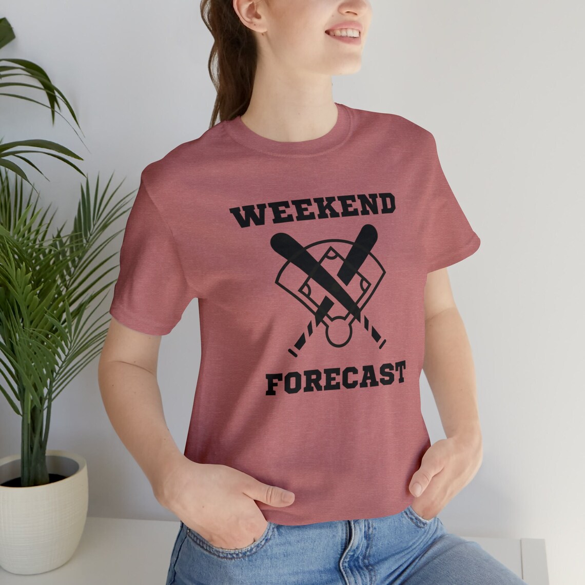 Weekend Forecast Baseball Short Sleeve Tee, Baseball, Sports, Travel ...