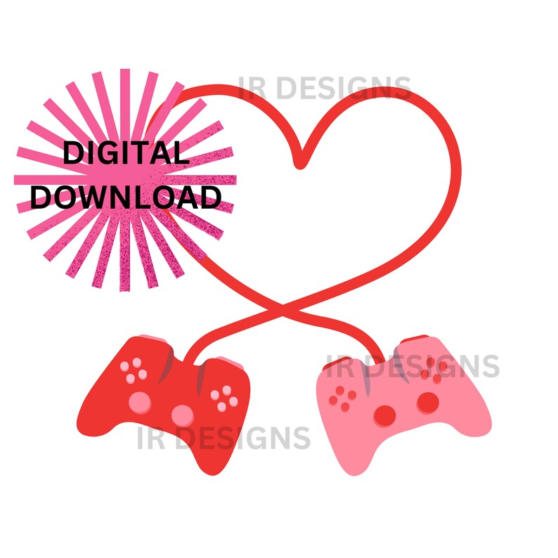 Valentines Day Gamer PNG Game Controller Heart PNG Digital Download ...