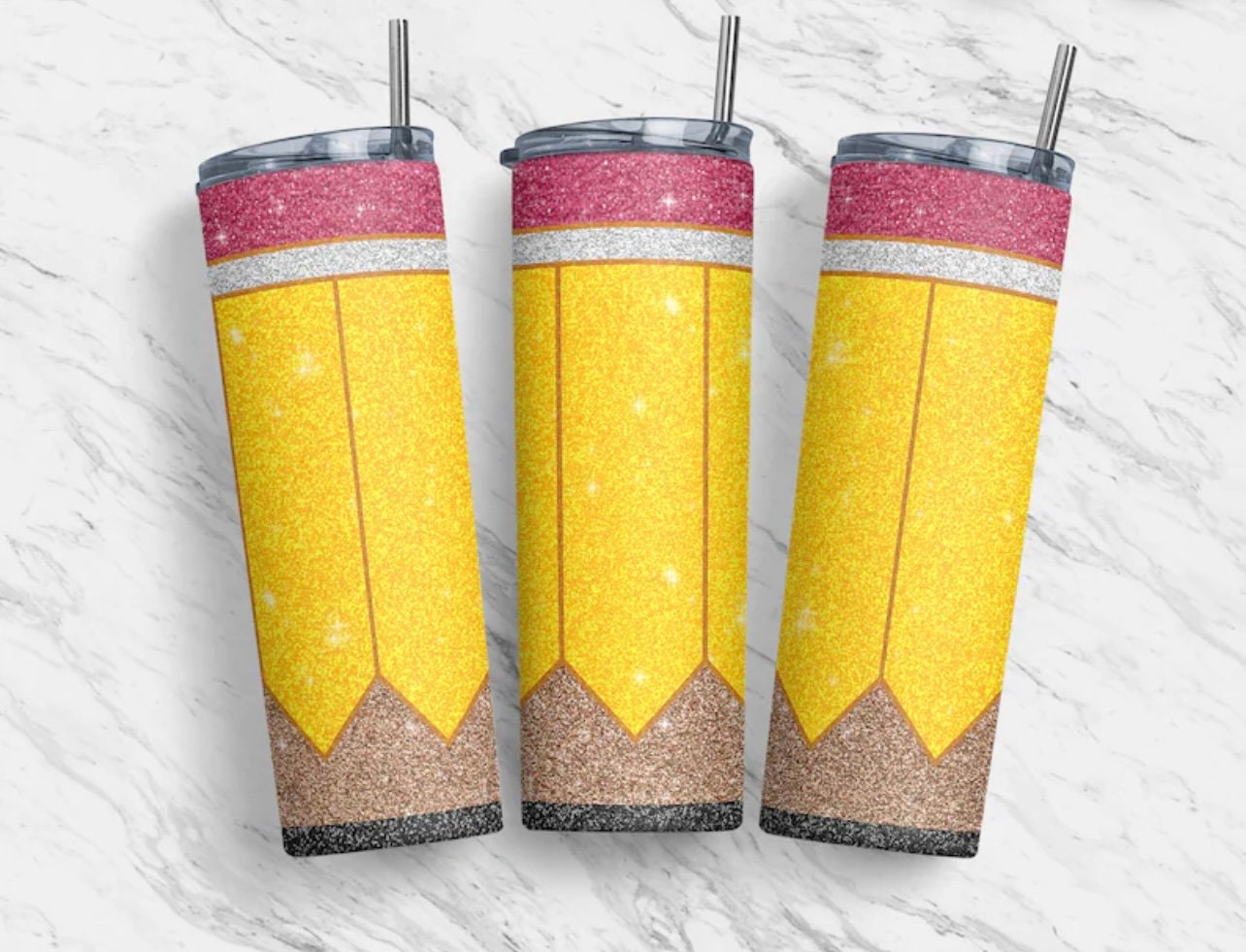 Personalized Teacher Pencil Tumbler Sublimation Pencil Image Teachers Appreciation T Cup