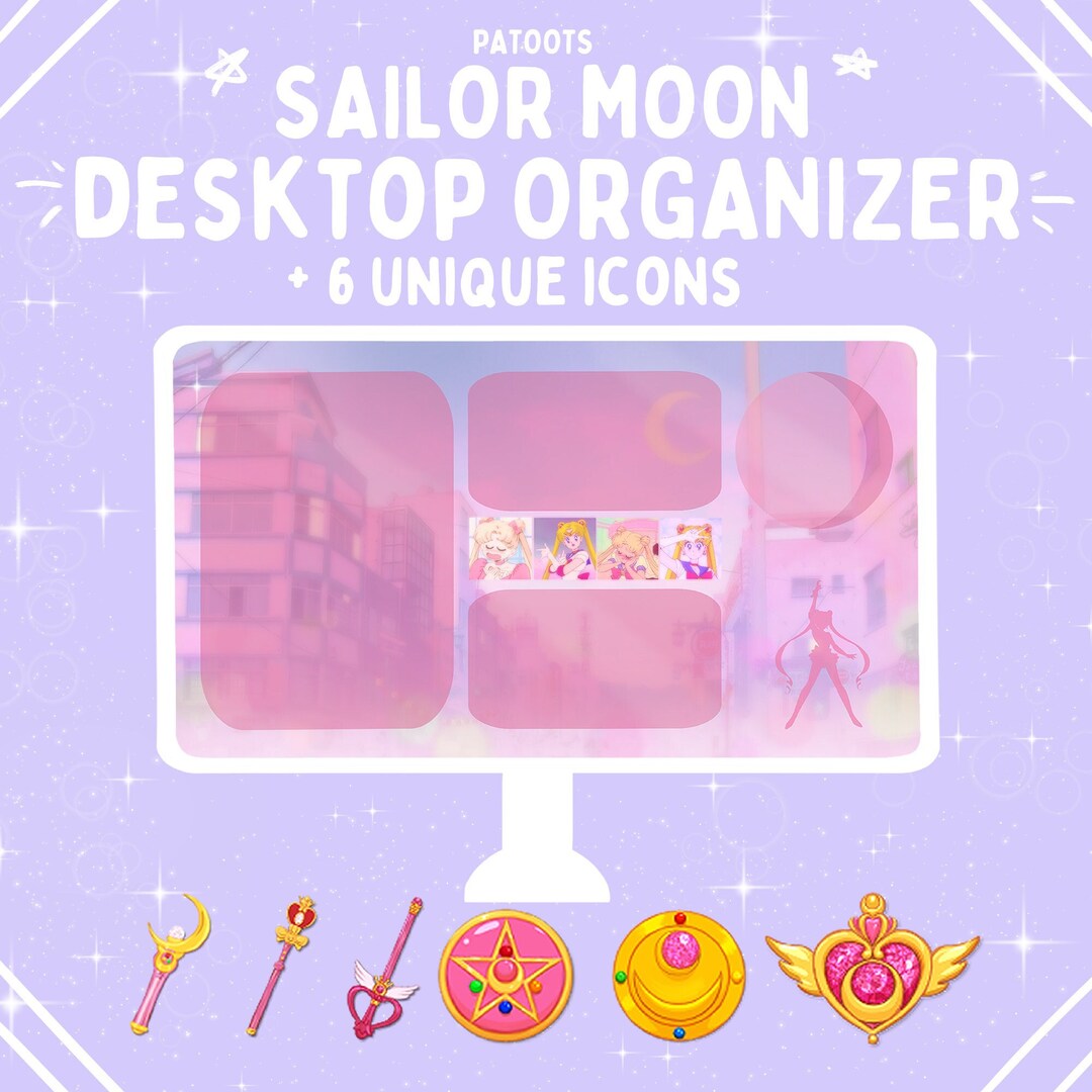 Sailor Moon Computer Wallpaper Organizer Pack With Custom Icons - Etsy