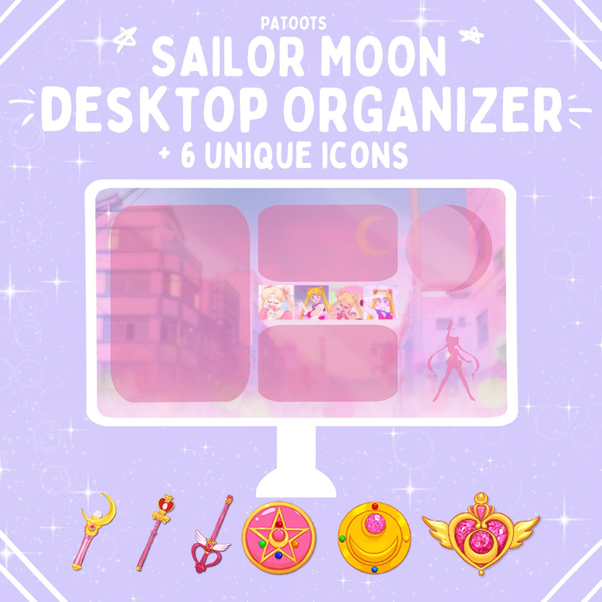 Sailor Moon Computer Wallpaper Organizer Pack With Custom Icons - Etsy