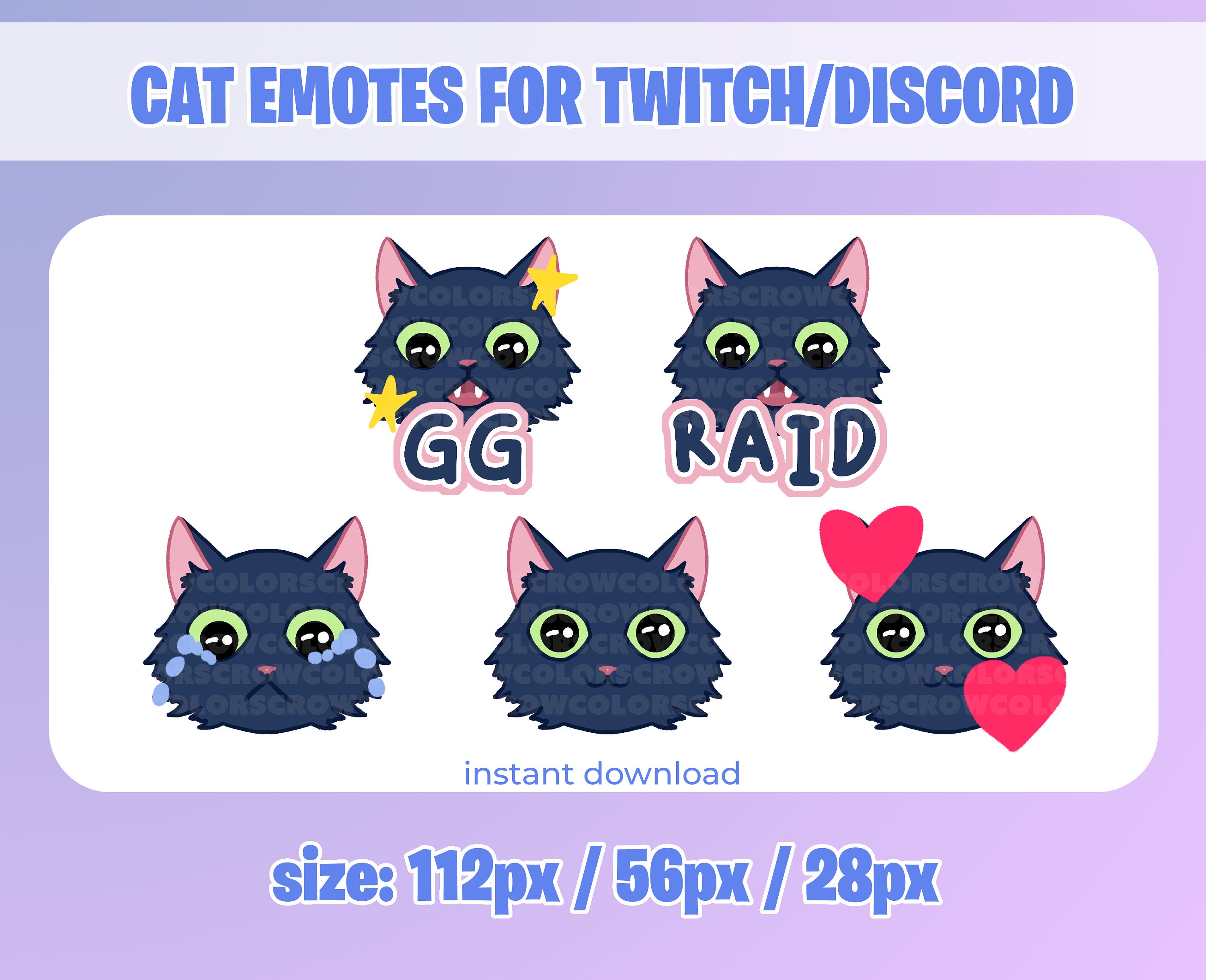 Kawaii Cat Emotes 112x112 56x56 and 28x28 Twitch, Youtube, Facebook ...