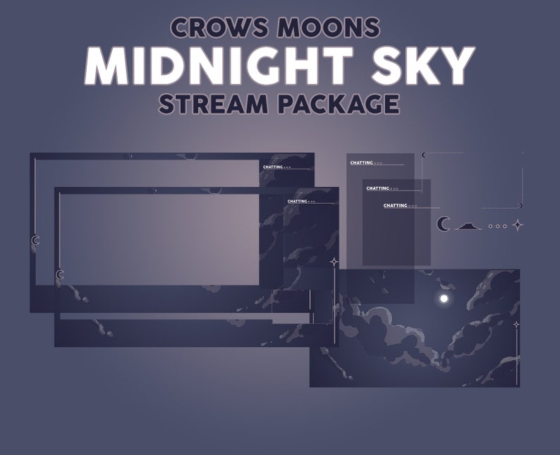 Crows Moon Stream Overlay Set for Twitch, Static Panels, Overlay ...