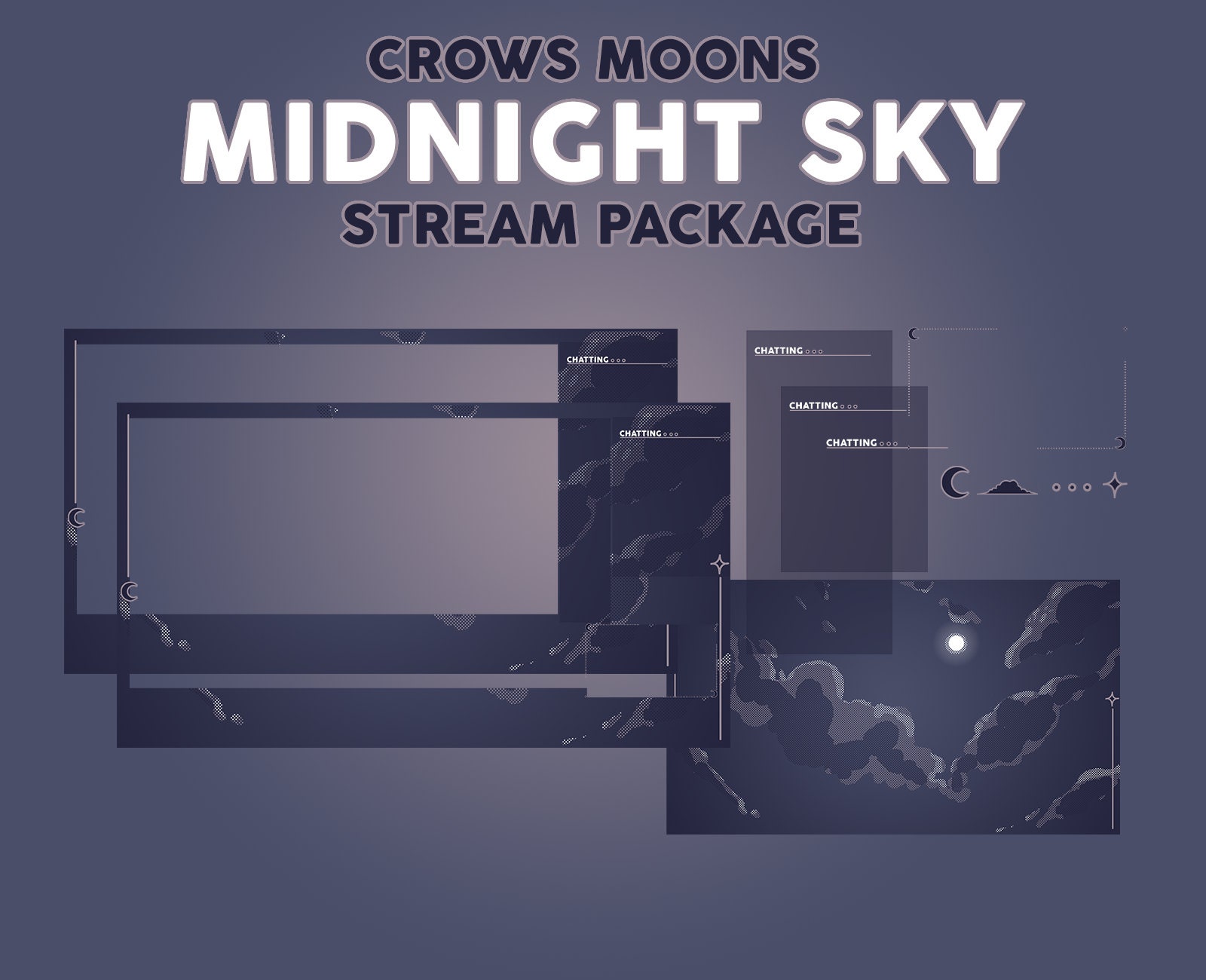 Crows Moon Stream Overlay Set for Twitch, Static Panels, Overlay ...