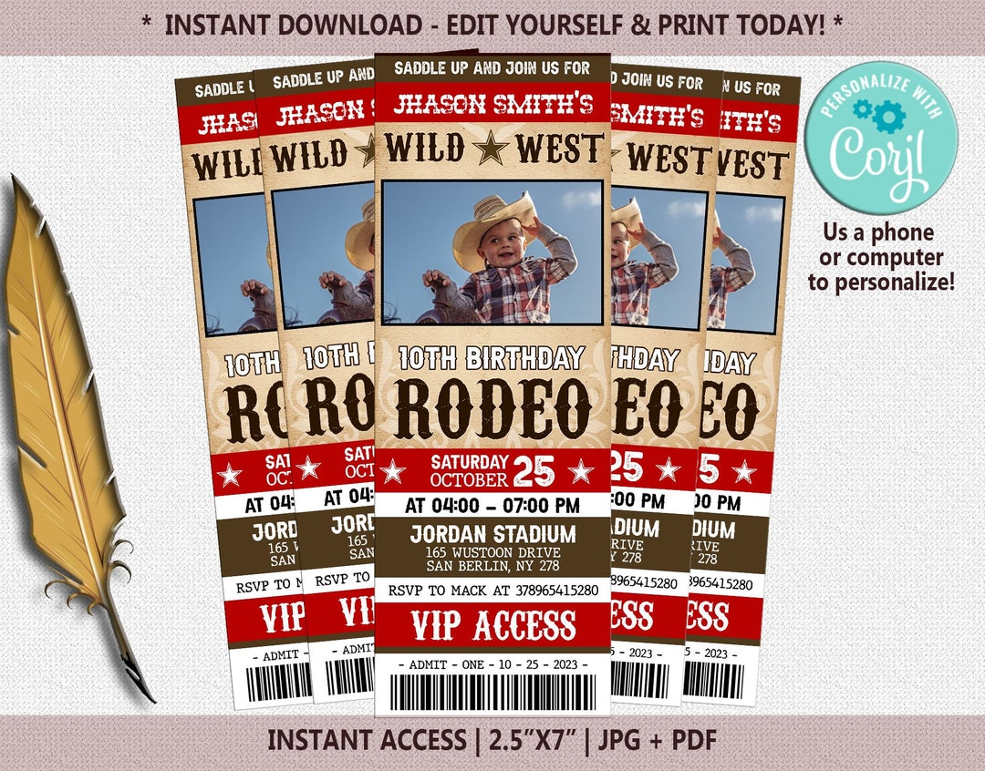 Western Rodeo Ticket Invitation Counrty Western Invitation - Etsy
