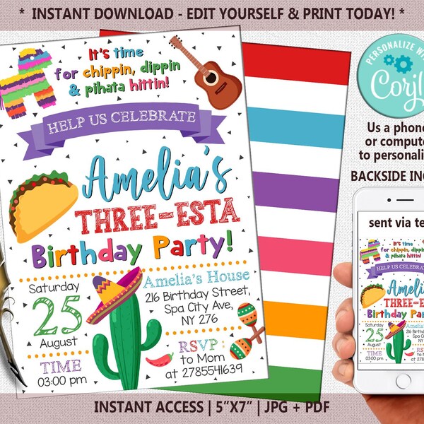 3 Esta Birthday Invitation - Etsy