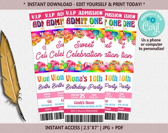 Candyland Ticket Handmade Ticket Custom Ticket We Can Make - Etsy