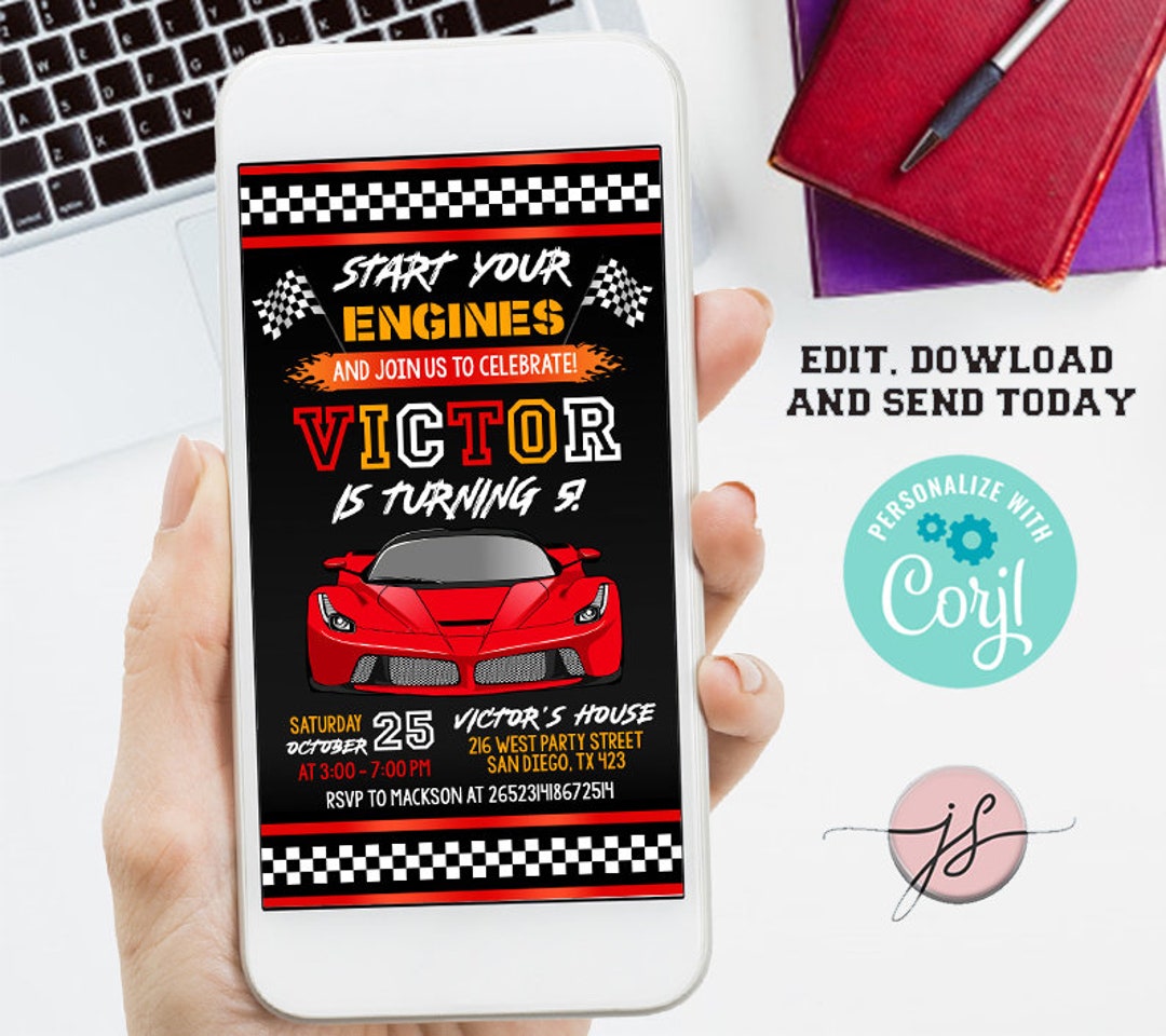 Editable Race Car Birthday Invitation Race Car Invitation - Etsy