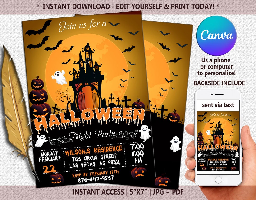 Halloween Haunted House Invitation Halloween Invitation - Etsy