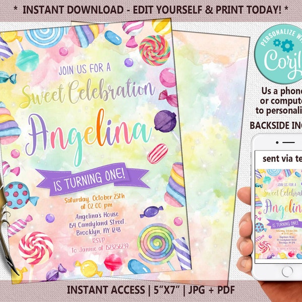 Candyland Theme Birthday Invitation - Etsy