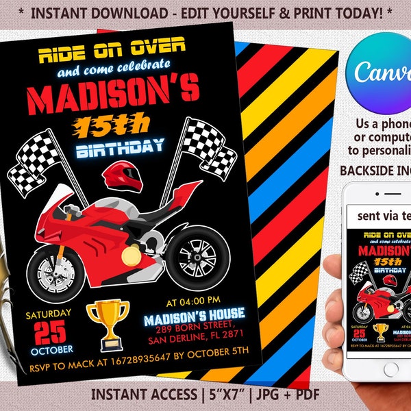 Motorcycle Birthday - Etsy