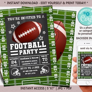 Football Invitation, Football Birthday Invitation Printable, Football ...