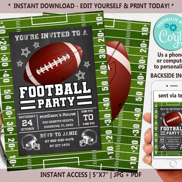 Football Invitation - Etsy