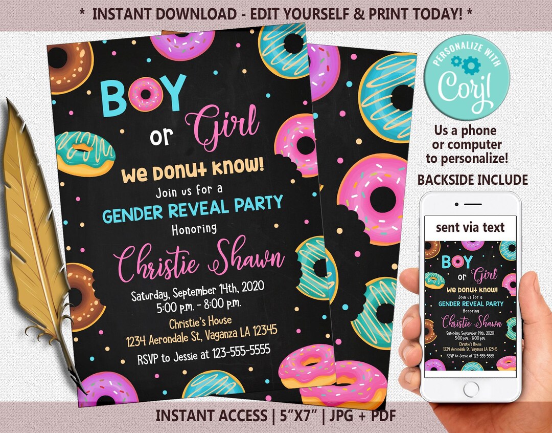 Donut Gender Reveal Donut Gender Reveal Party Donut Boy or - Etsy